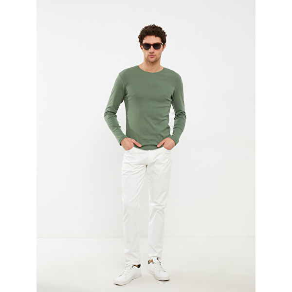 LCW BASIC Bisiklet Yaka Uzun Kollu Penye Erkek Tişört