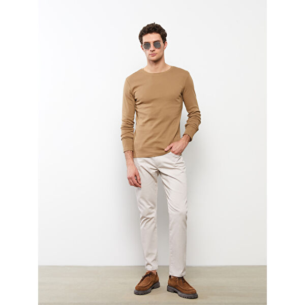 Bisiklet Yaka Uzun Kollu Penye Erkek Tişört