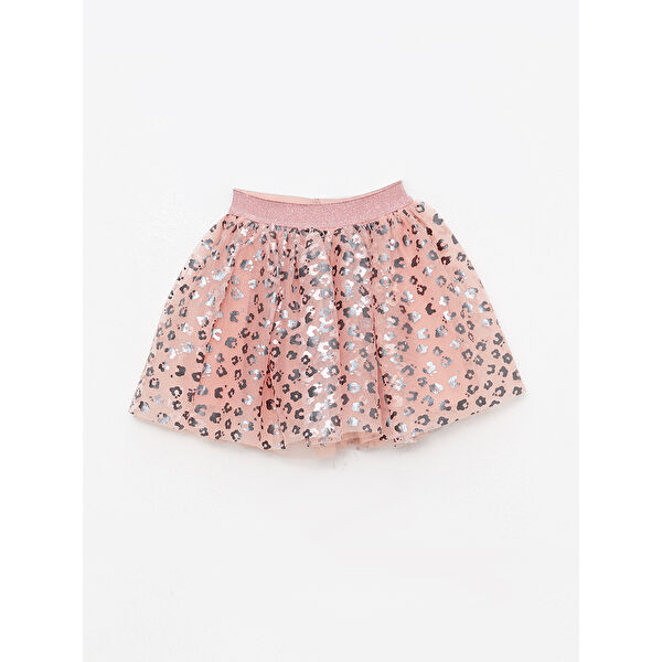 Beli Lastikli Desenli Kız Bebek Etek