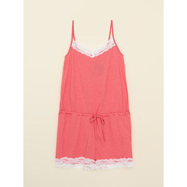 LCW GREEN V Yaka Dantel Detaylı Askılı Kadın Uyku Tulumu