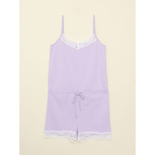 LCW GREEN V Yaka Dantel Detaylı Askılı Kadın Uyku Tulumu