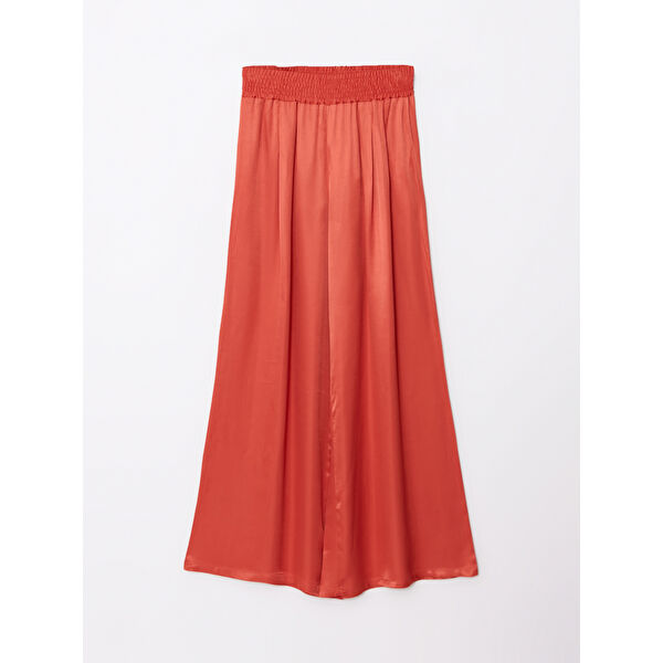 LCW CASUAL Beli Lastikli Düz Saten Kadın Pantolon Etek