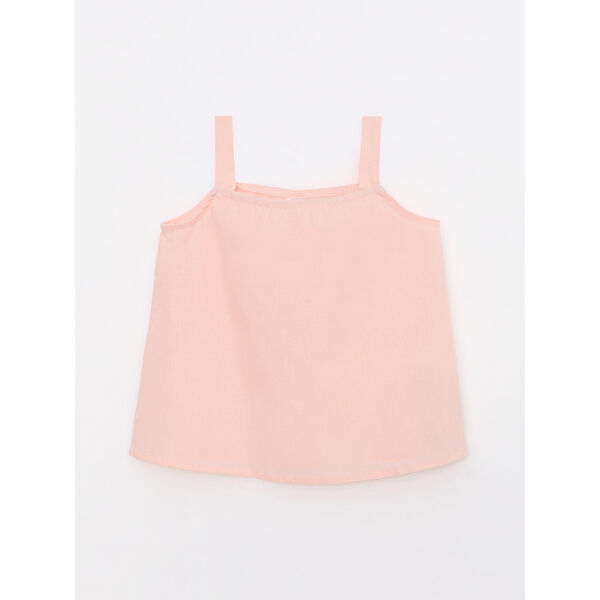 Kare Yaka Askılı Basic Pamuklu Kız Bebek Bluz