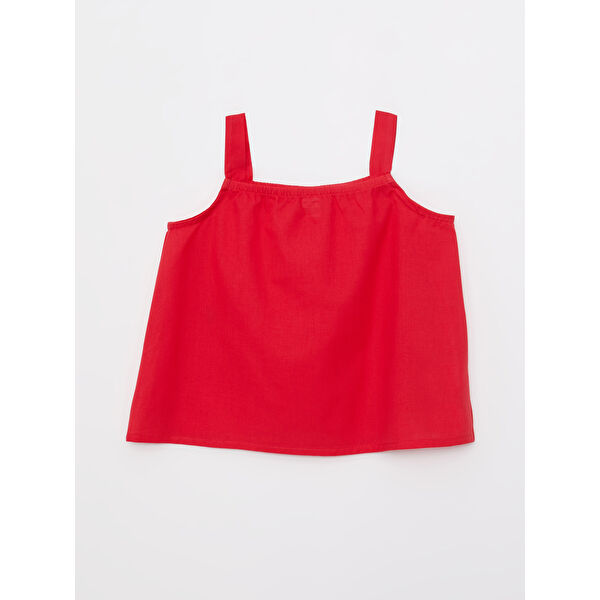 Kare Yaka Askılı Basic Pamuklu Kız Bebek Bluz