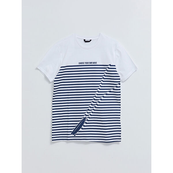 LCW CASUAL Bisiklet Yaka Kısa Kollu Çizgili Penye Erkek Tişört