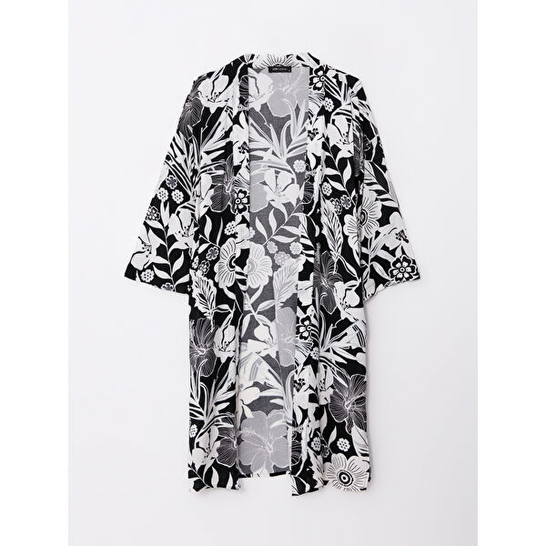 LCW CASUAL Şal Yaka Desenli Uzun Kollu Viskon Kadın Kimono