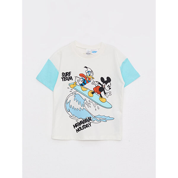 Bisiklet Yaka Kısa Kollu Mickey Mouse Baskılı Pamuklu Erkek Bebek Tişört Bisiklet Yaka Kısa Kollu Mickey Mouse Baskılı Pamuklu Erkek Bebek Tişört
