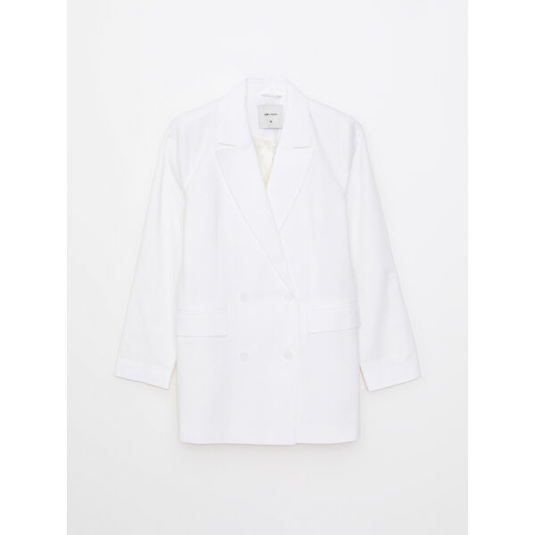 LCW VISION Önden Düğme Kapamalı Düz Uzun Kollu Keten Kadın Blazer Ceket