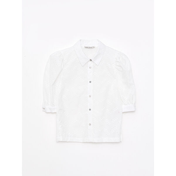 LCW LIMITED Önden Düğme Kapamalı Nakışlı Kısa Kollu Kadın Gömlek