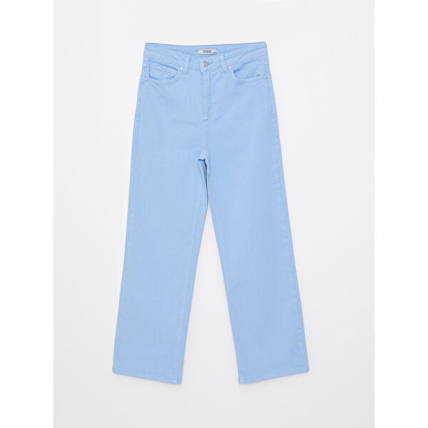 XSIDE Standart Fit Düz Cep Detaylı Geniş Paça Kadın Jean Pantolon