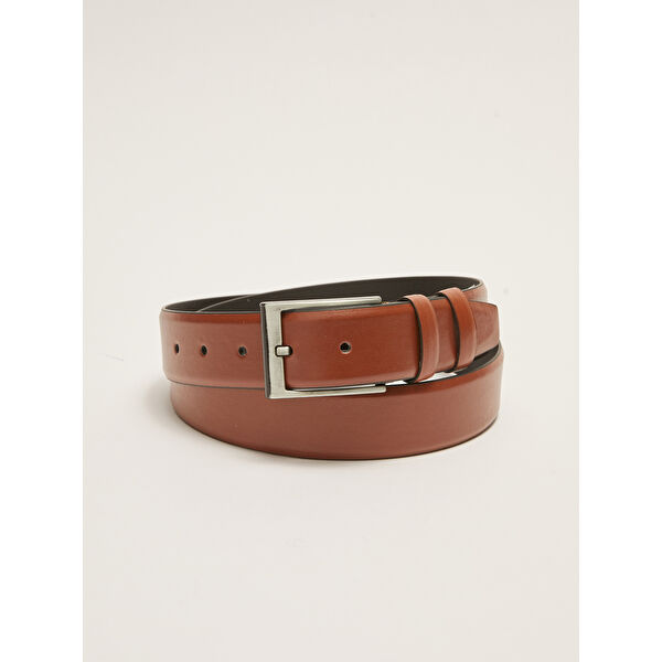 Deri Görünümlü Erkek Chino Kemeri