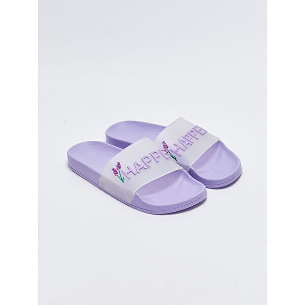 Yazı Baskılı Tek Bantlı Kadın Terlik