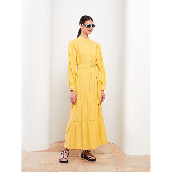 Bisiklet Yaka Düz Uzun Kollu Poplin Kadın Elbise Bisiklet Yaka Düz Uzun Kollu Poplin Kadın Elbise