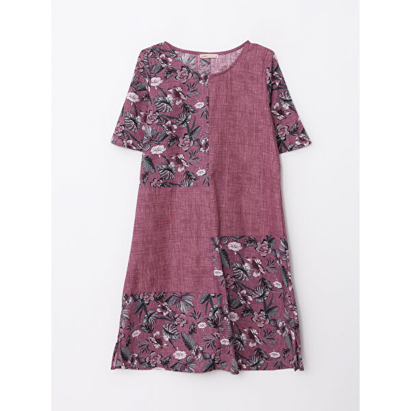 LCW GRACE Bisiklet Yaka Çiçekli Kısa Kollu A Kesim Poplin Kadın Elbise