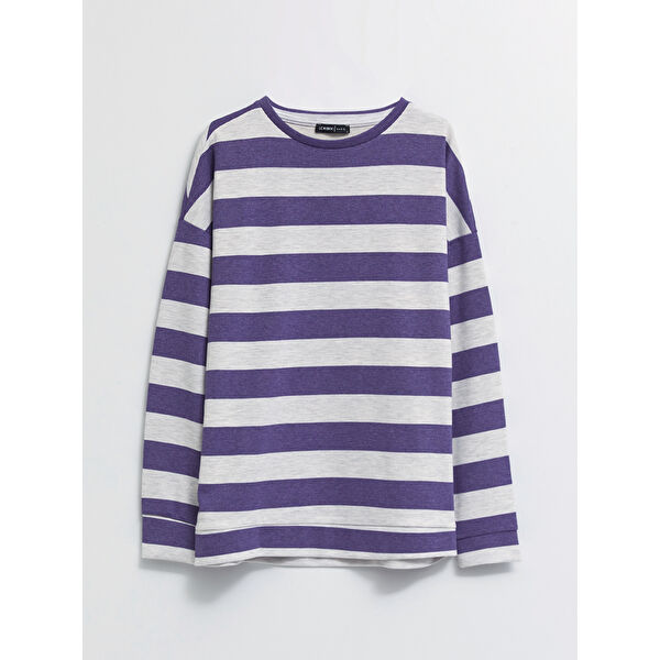 LCW BASIC Bisiklet Yaka Çizgili Uzun Kollu Kadın Sweatshirt