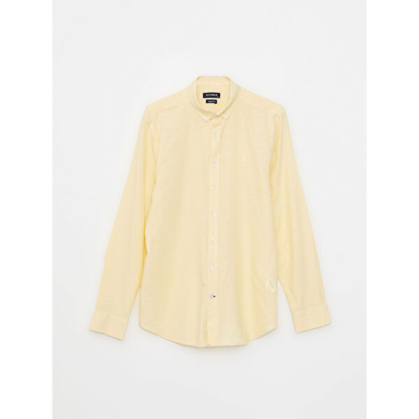 Regular Fit Uzun Kollu Keten Erkek Gömlek