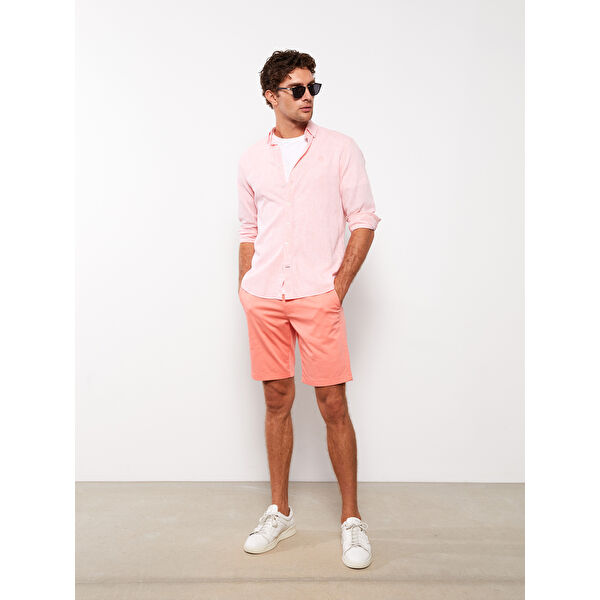 Regular Fit Uzun Kollu Keten Erkek Gömlek