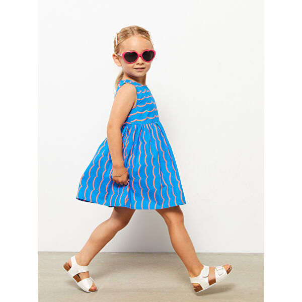 Bisiklet Yaka Ekose Desenli Kız Bebek Elbise