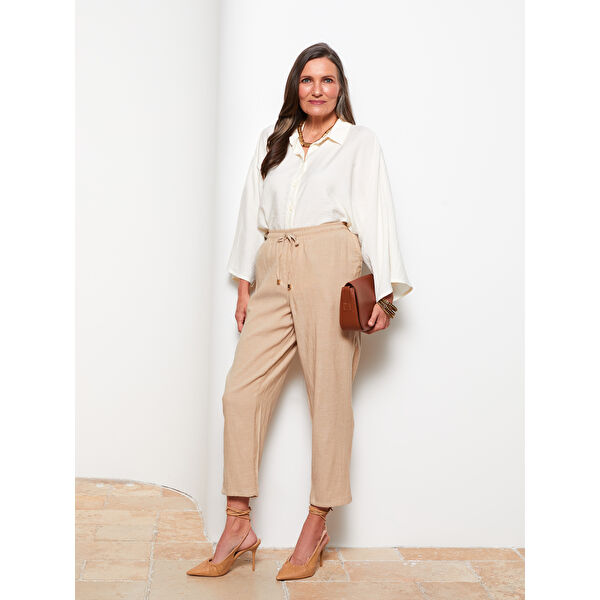 LCW GRACE Beli Lastikli Standart Fit Düz Kadın Pantolon