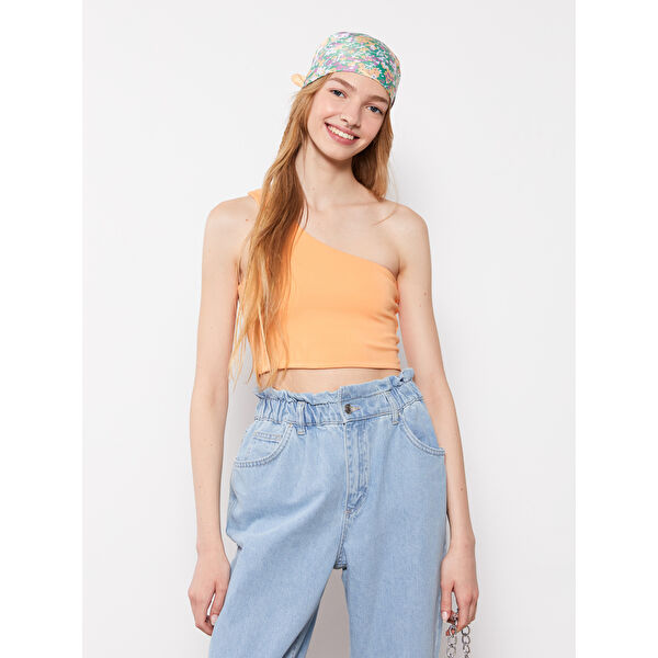 Tek Omuzlu Düz Crop Kadın Atlet