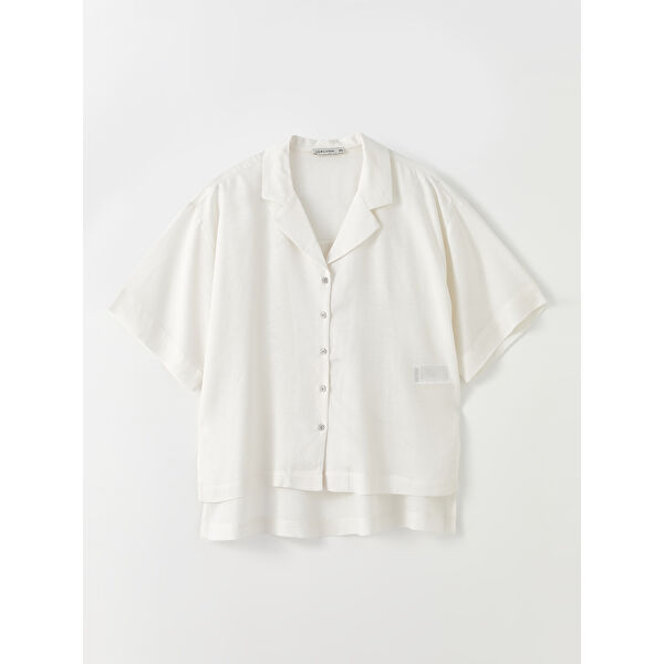 LCW CASUAL Önden Düğme Kapamalı Düz Kısa Kollu Kadın Gömlek