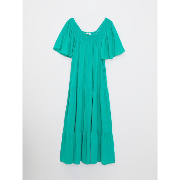 LCW CLASSIC Kayık Yaka Düz Kısa Kollu Krinkle Kadın Elbise LCW CLASSIC Kayık Yaka Düz Kısa Kollu Krinkle Kadın Elbise