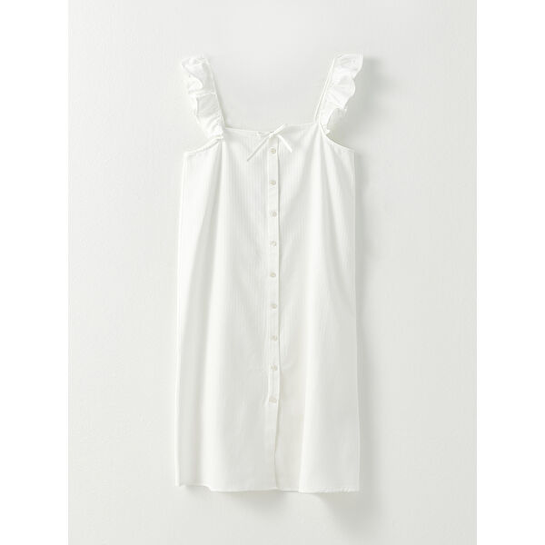 LCW DREAM Kare Yaka Çizgili Kolsuz Poplin Kadın Gecelik