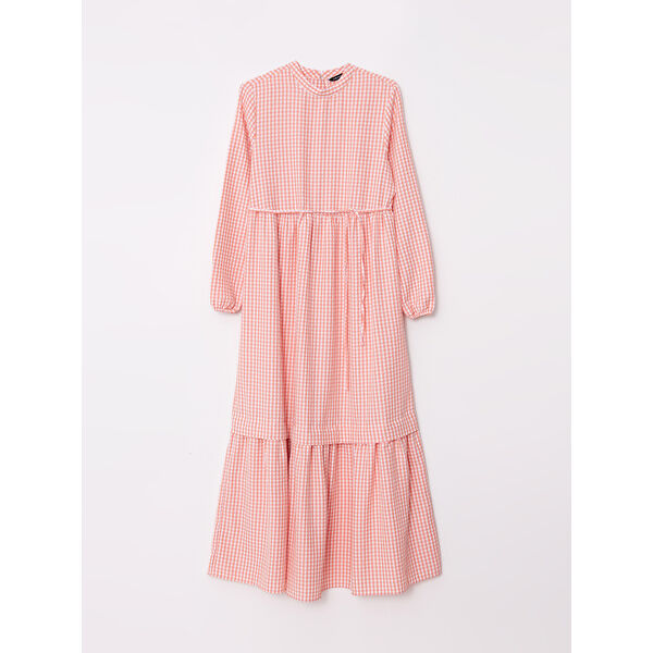 MODEST Bisiklet Yaka Ekose Uzun Kollu Poplin Kadın Elbise