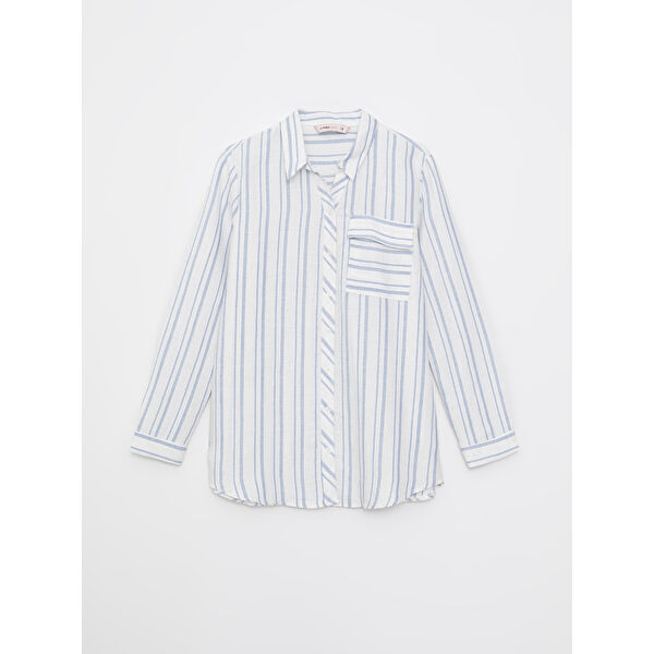 LCW GRACE Gömlek Yaka Çizgili Uzun Kollu Kadın Tunik