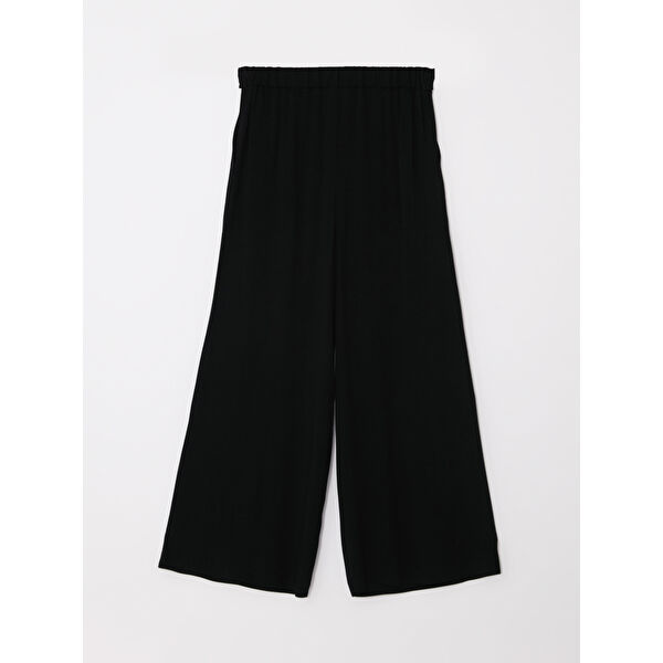 MODEST Beli Lastikli Rahat Kalıp Düz Geniş Paça Viskon Kadın Palazzo Pantolon MODEST Beli Lastikli Rahat Kalıp Düz Geniş Paça Viskon Kadın Palazzo Pantolon