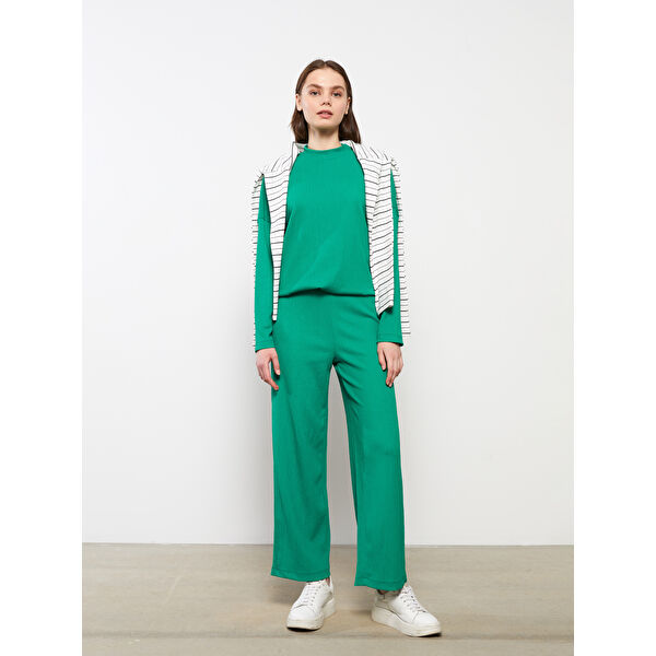 MODEST Beli Lastikli Düz Krep Kadın Eşofman Altı