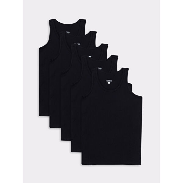 Bisiklet Yaka Basic Pamuklu Erkek Çocuk Atlet 5'li