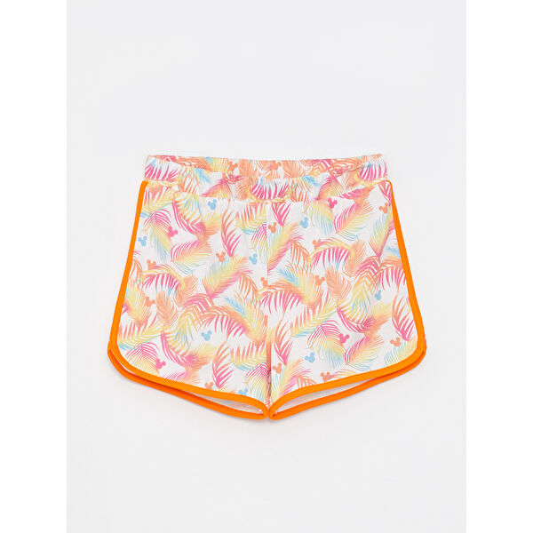 Beli Lastikli Mickey Mouse Baskılı Kız Çocuk Şort