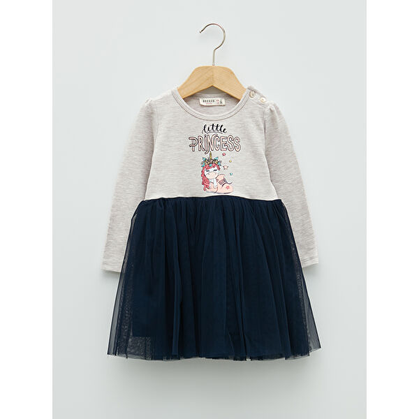 Breeze Bisiklet Yaka Uzun Kollu Kız Bebek Elbise