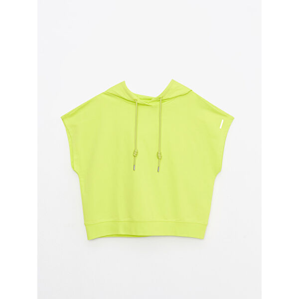 Kapüşonlu Baskılı Kısa Kollu Kadın Outdoor Sweatshirt Kapüşonlu Baskılı Kısa Kollu Kadın Outdoor Sweatshirt