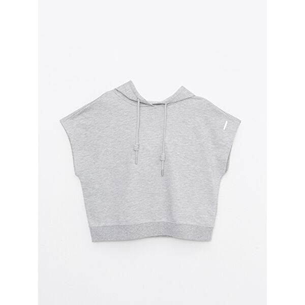 Kapüşonlu Baskılı Kısa Kollu Kadın Outdoor Sweatshirt Kapüşonlu Baskılı Kısa Kollu Kadın Outdoor Sweatshirt