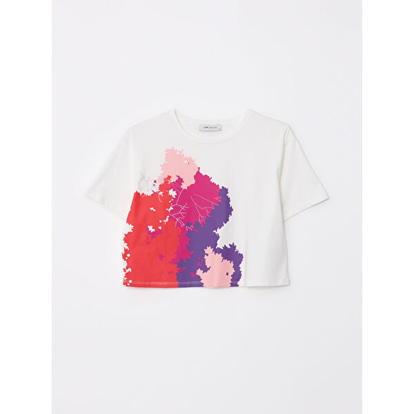 LCW CASUAL Bisiklet Yaka Desenli Kısa Kollu Pamuklu Crop Kadın Tişört LCW CASUAL Bisiklet Yaka Desenli Kısa Kollu Pamuklu Crop Kadın Tişört