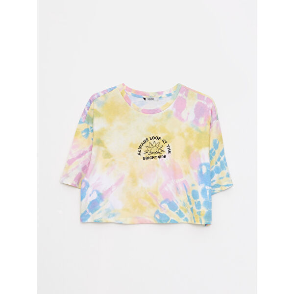 XSIDE Bisiklet Yaka Batik Kısa Kollu Crop Pamuklu Kadın Tişört XSIDE Bisiklet Yaka Batik Kısa Kollu Crop Pamuklu Kadın Tişört