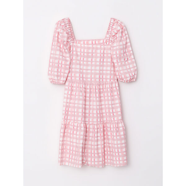 LCW CASUAL Kare Yaka Ekose Poplin Kadın Elbise