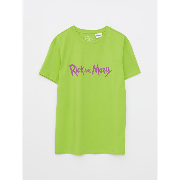 XSIDE Bisiklet Yaka Kısa Kollu Rick and Morty Baskılı Penye Erkek Tişört