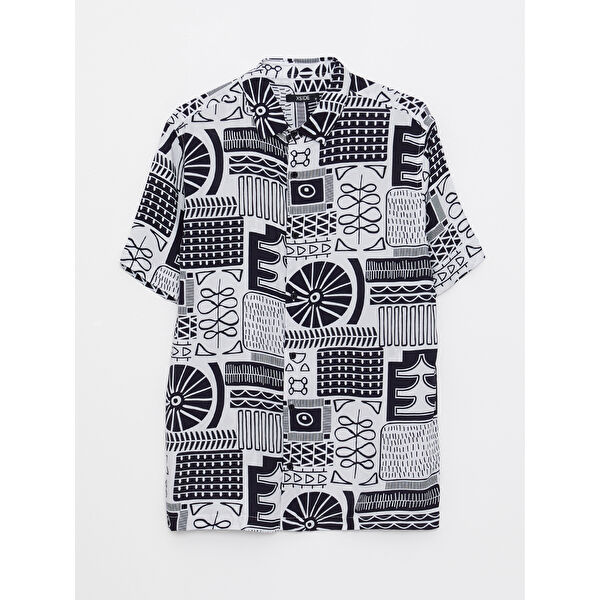 XSIDE Regular Fit Kısa Kollu Desenli Viskon Erkek Gömlek