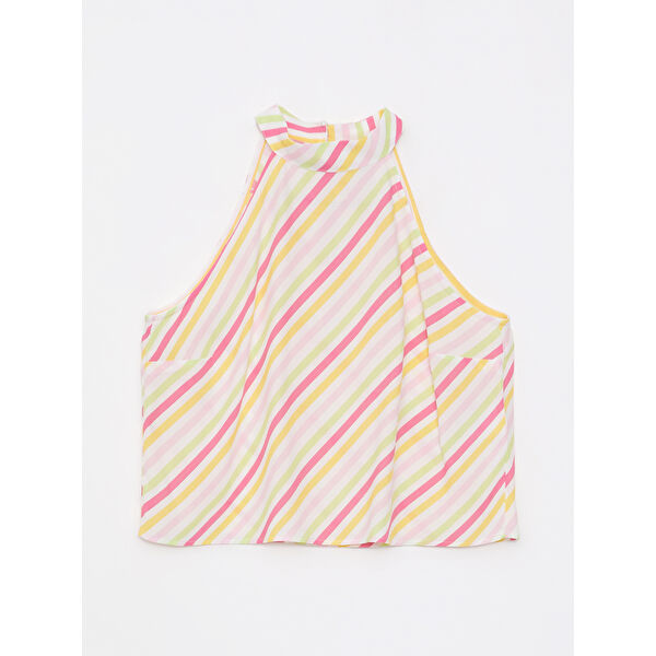 LCW CASUAL Halter Yaka Çizgili Kolsuz Viskon Kadın Bluz