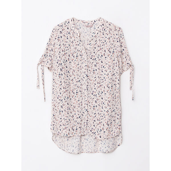 LCW GRACE Kaçık Yaka Desenli Kısa Kollu Krinkle Kadın Bluz LCW GRACE Kaçık Yaka Desenli Kısa Kollu Krinkle Kadın Bluz