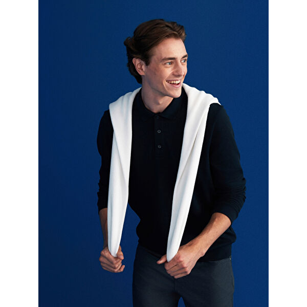 Polo Yaka Uzun Kollu Erkek Sweatshirt