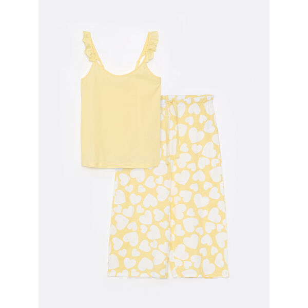 LCW DREAM Bisiklet Yaka Desenli Askılı Kadın Pijama Takımı