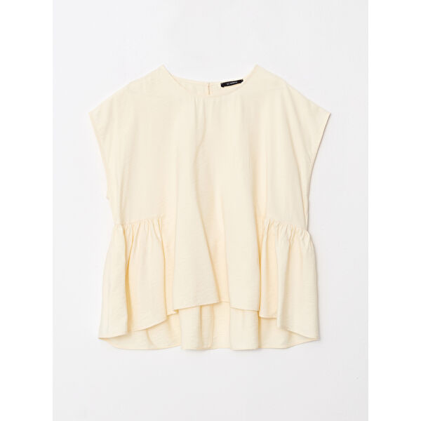 Büyük Beden Bisiklet Yaka Düz Kısa Kollu Kadın Bluz Büyük Beden Bisiklet Yaka Düz Kısa Kollu Kadın Bluz