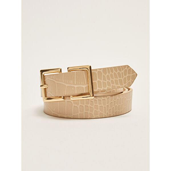 Deri Görünümlü Kadın Kot Kemeri