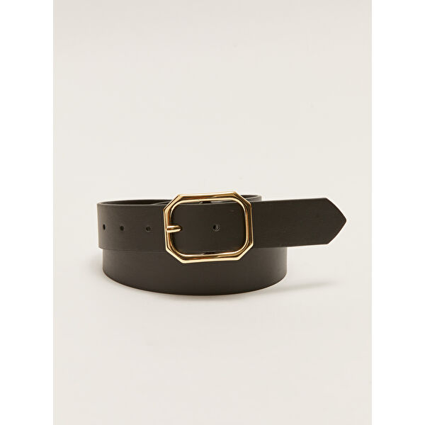 Deri Görünümlü Kadın Kot Kemeri