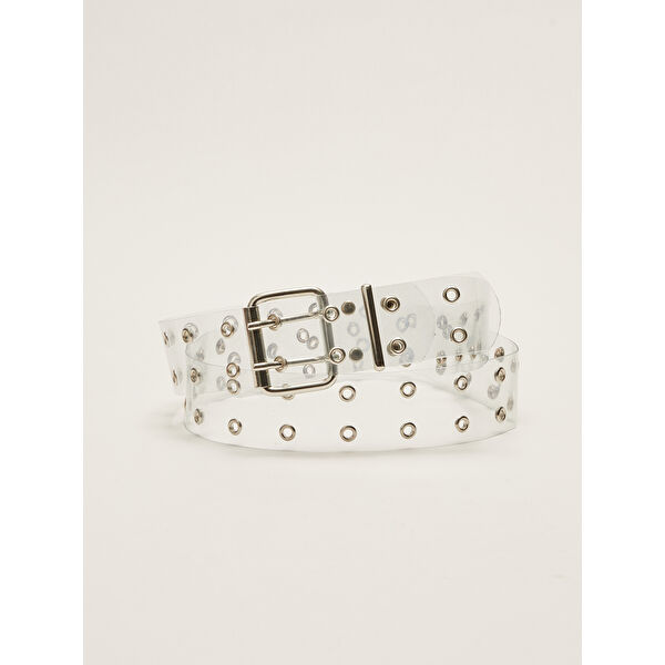 Çift Sıra Kuşgözlü Şeffaf Kadın Kemer Çift Sıra Kuşgözlü Şeffaf Kadın Kemer