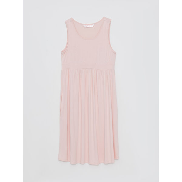 Bisiklet Yaka Düz Kolsuz Hamile Gecelik